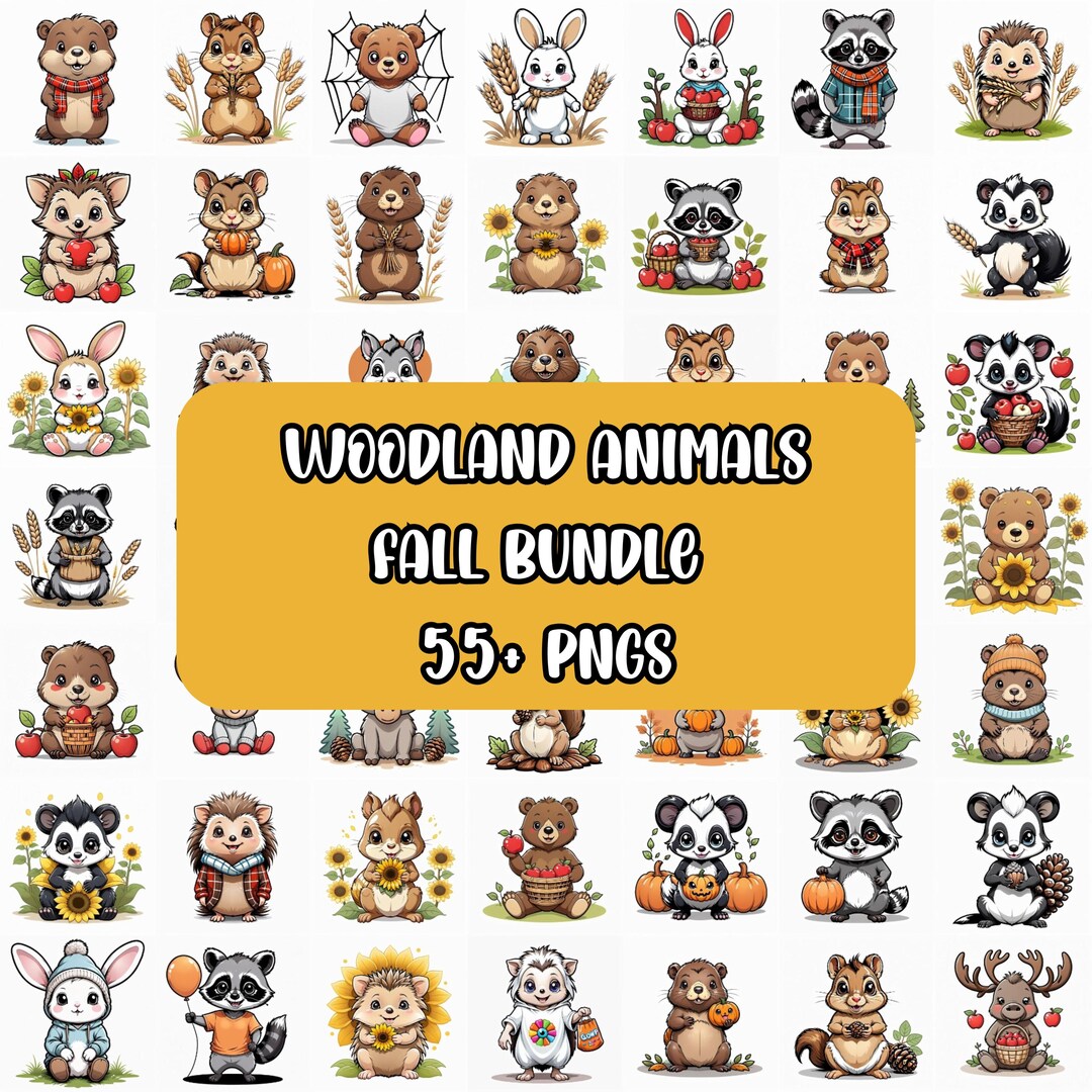 Fall Woodland Animal PNG Bundle | Digital Clipart for Sublimation ...