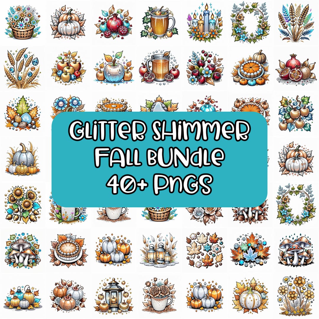 Shimmer and Glitter Core Fall PNG Bundle | Digital Clipart for ...