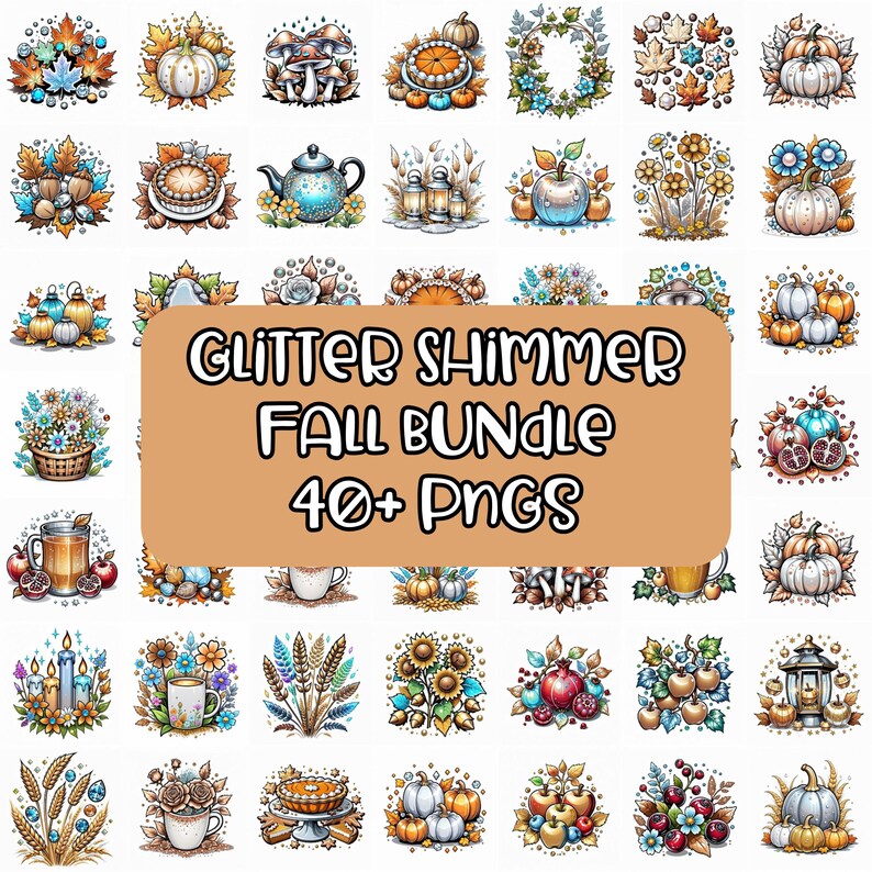 Shimmer and Glitter Core Fall PNG Bundle | Digital Clipart for ...