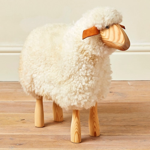 SHEEP STOOL Wood Stool Wit Genuine Icelad Sheepskin Sheep - Etsy