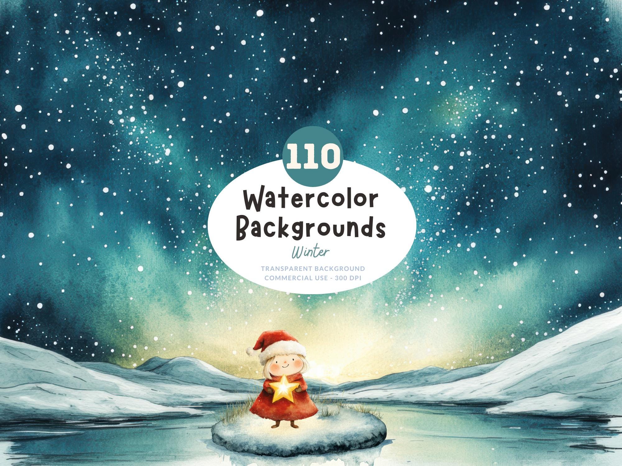 110 Winter Watercolor Backgrounds, PNG, Christmas Clipart, Abstract ...