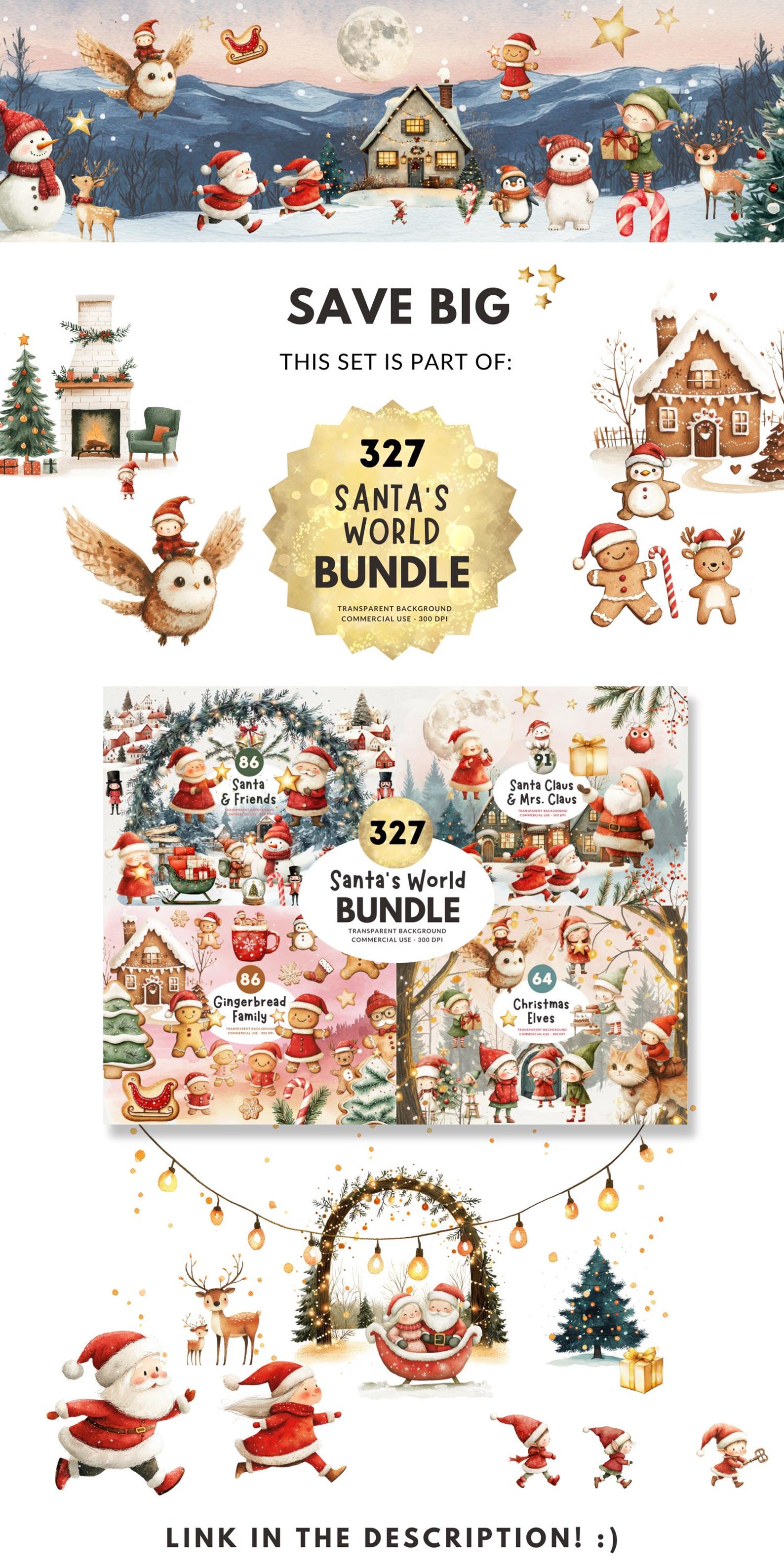 91 Santa and Mrs. Claus, PNG Christmas Watercolor Clipart, Festive ...