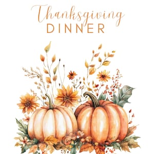 Thanksgiving Watercolor Clipart, PNG, Floral Autumn, Fall Flowers and ...