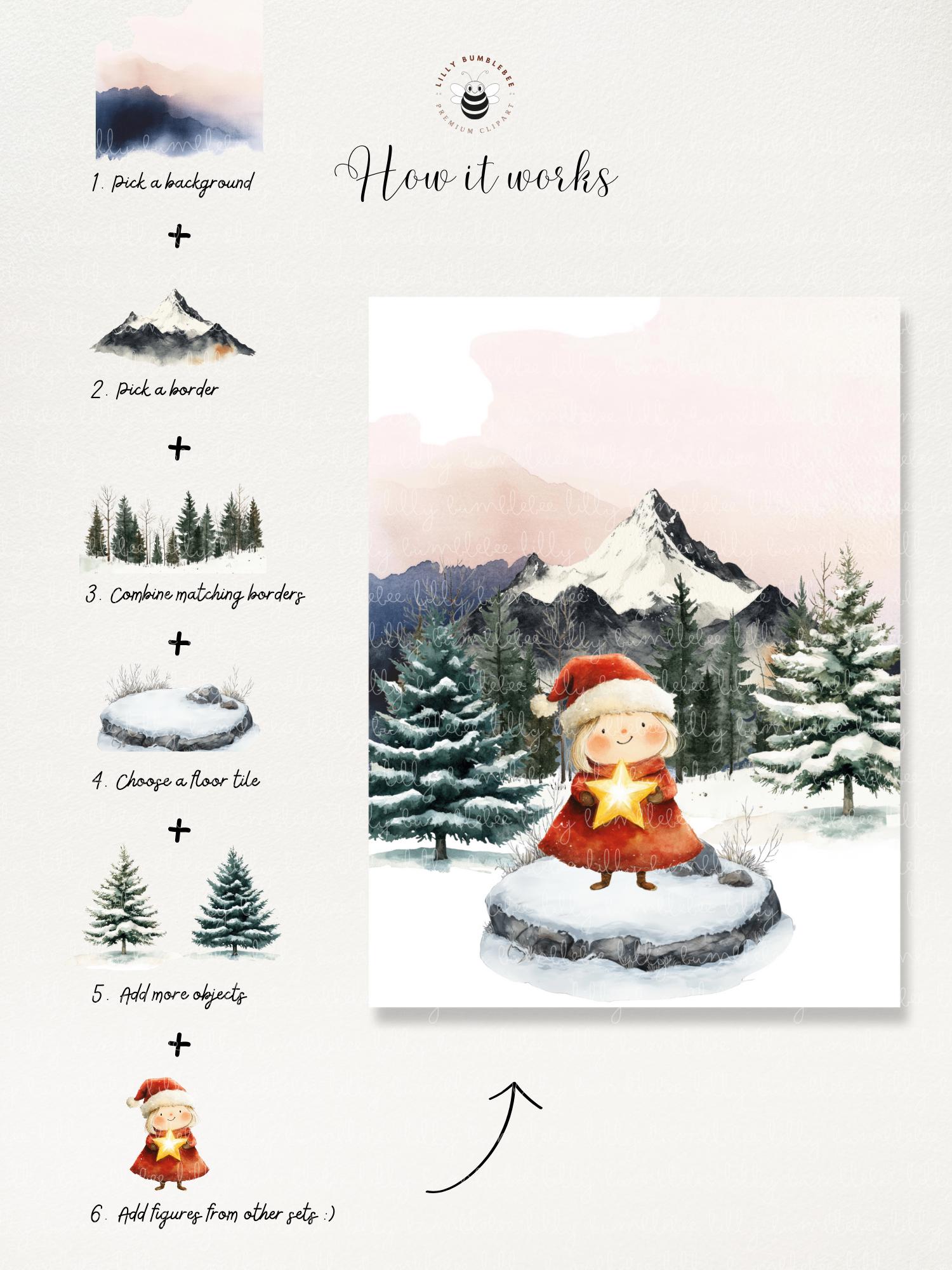 110 Winter Watercolor Backgrounds, PNG, Christmas Clipart, Abstract ...