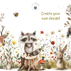 77 Woodland Animals, PNG Watercolor Clipart, Whimsical Boho Baby ...