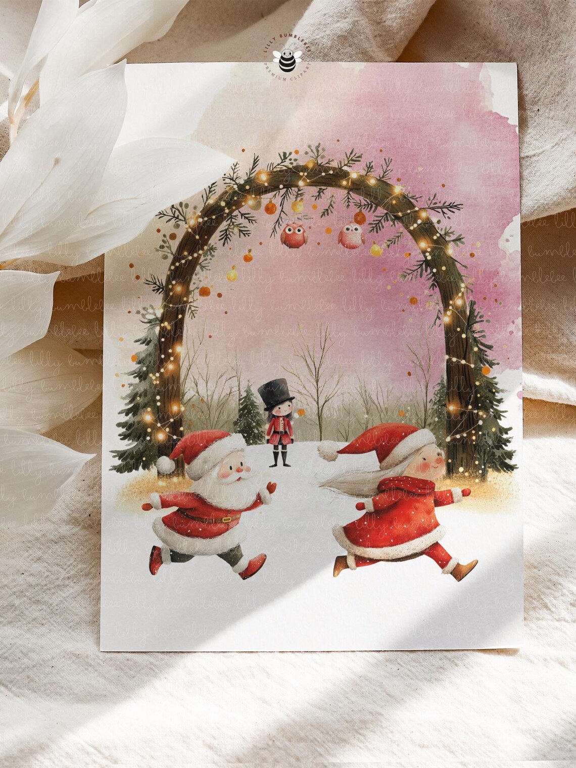 91 Santa and Mrs. Claus, PNG Christmas Watercolor Clipart, Festive ...