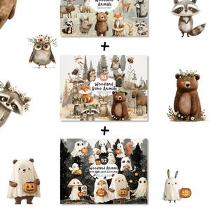 241 Woodland Animals Bundle, PNG Watercolor Clipart, Christmas, Boho ...