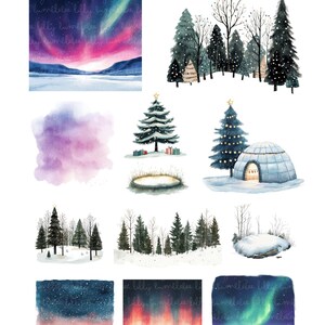 75 Christmas Arctic Animals, PNG Watercolor Clipart, Polar Bear, Fox ...