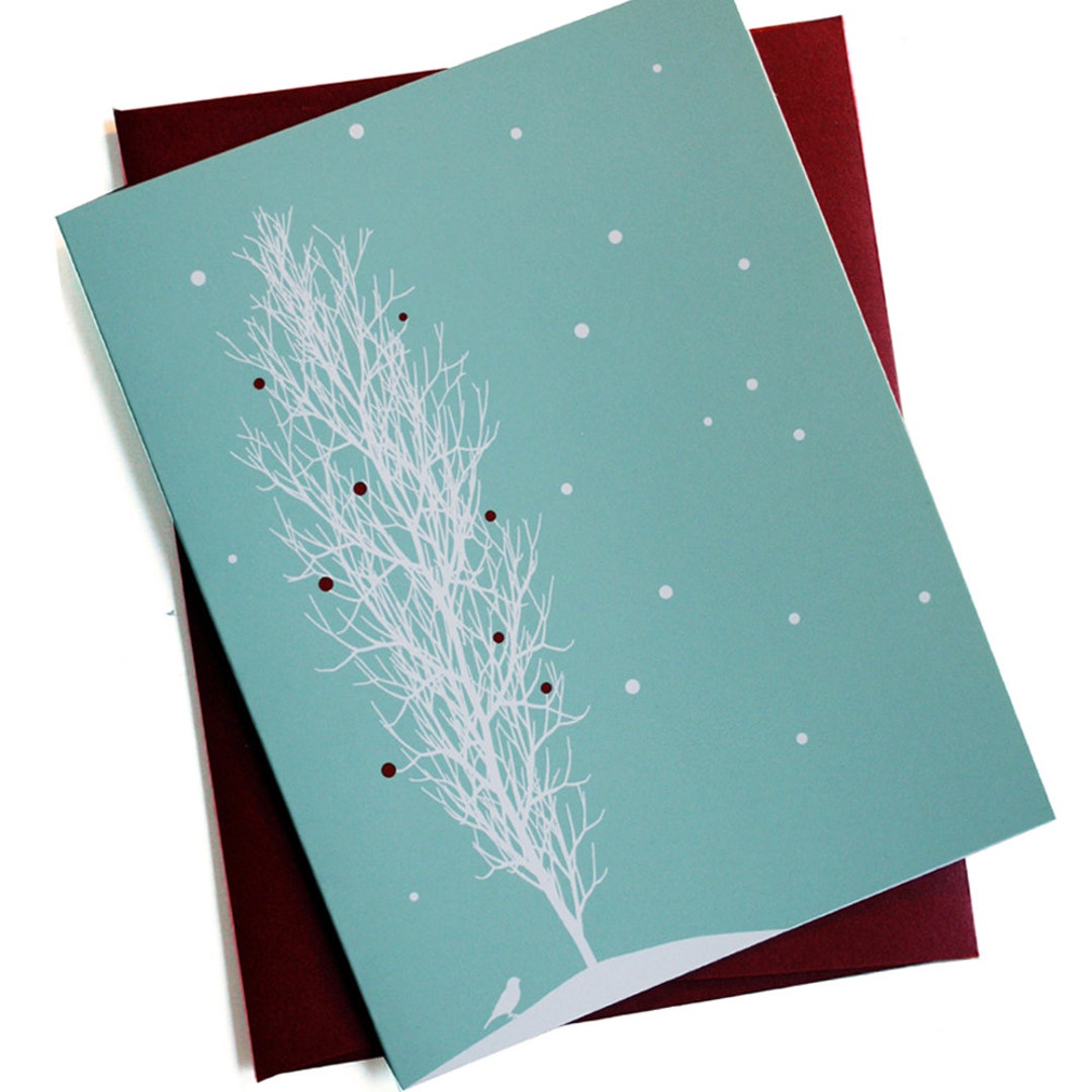 Snowfall Tree Holiday Christmas Winter Card Set - Etsy