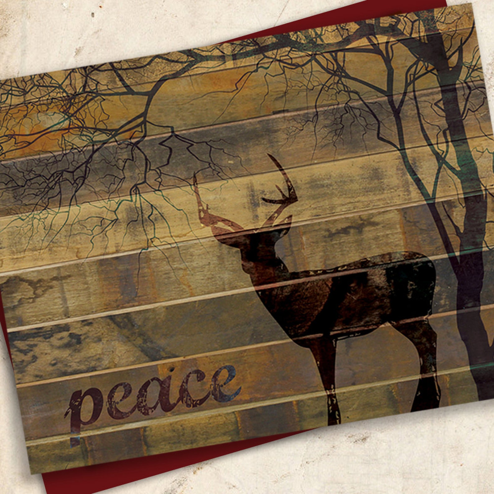Set of 8 Reclaimed Wood Peace Deer - Etsy