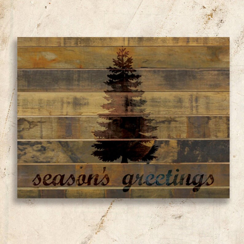 Christmas Cards / Holiday Cards - Reclaimed Wood Rustic Season's ...