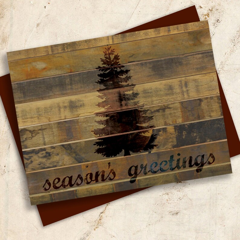 Christmas Cards / Holiday Cards - Reclaimed Wood Rustic Season's ...