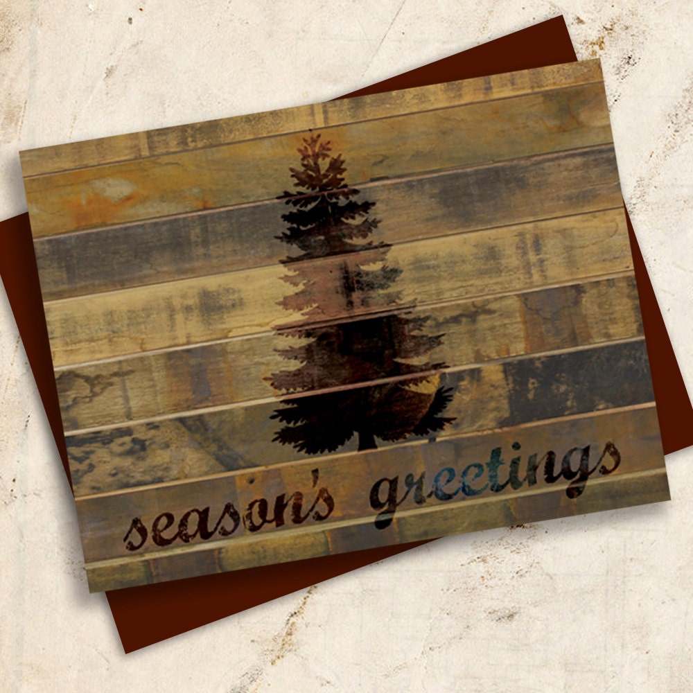 Christmas Cards / Holiday Cards - Reclaimed Wood Rustic Season's ...