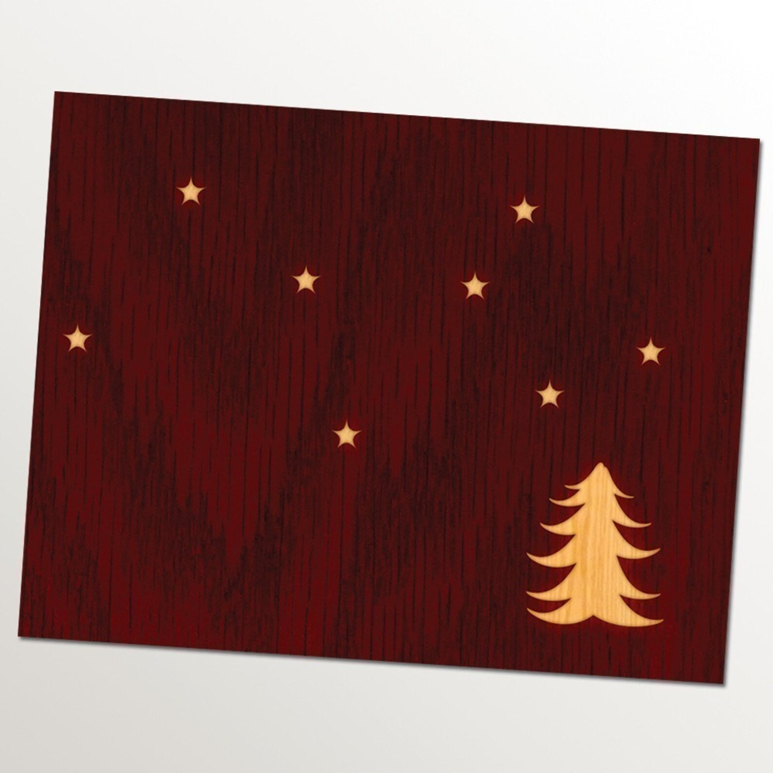 Set of 8 Christmas Card Set / Holiday Card Set - Wood Inlay Trees ...