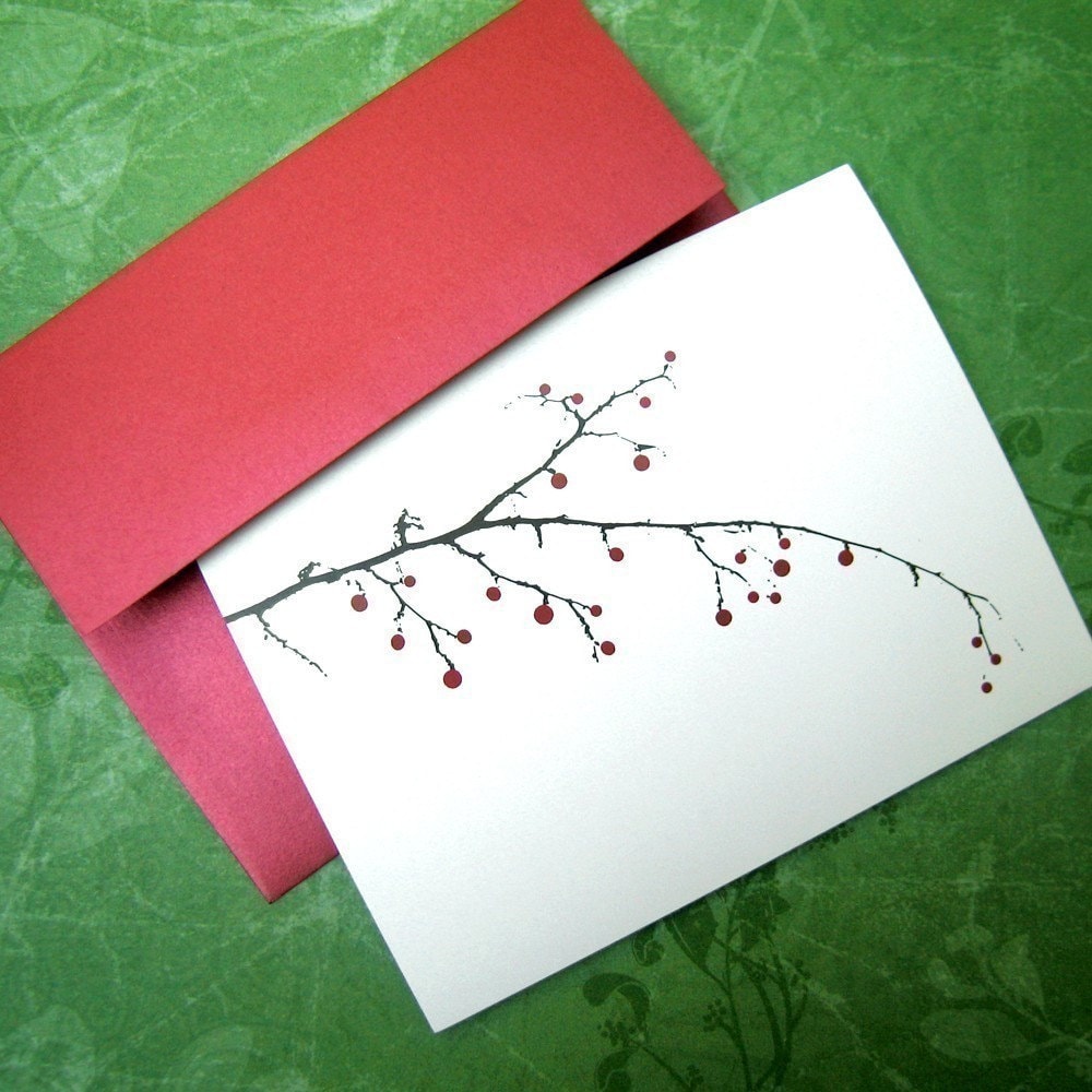 Set of 8 Christmas Card Set / Holiday Card Set Berry Branch - Etsy UK