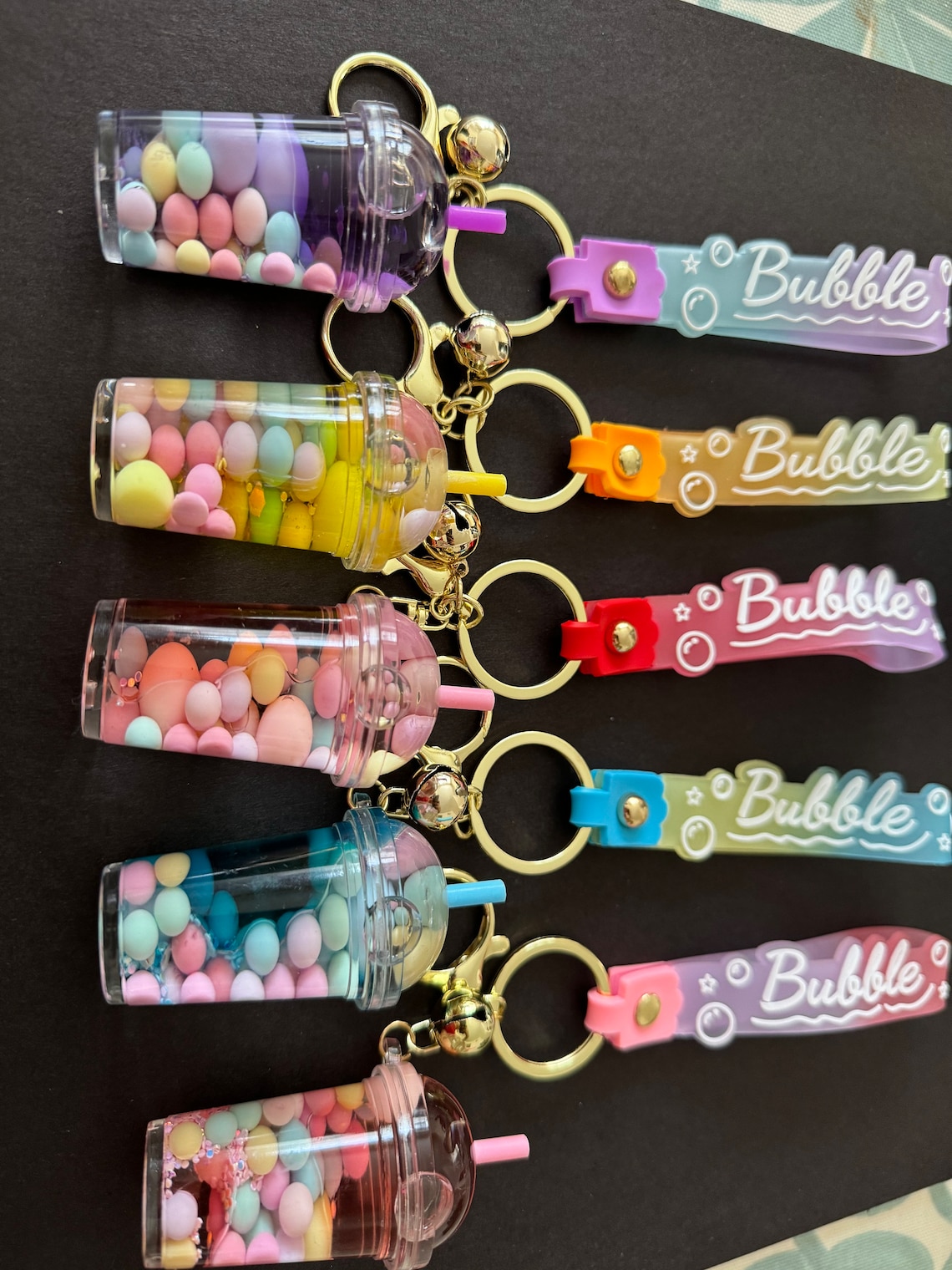 Bubble Tea Keychains, Cute Bottles Different Colours, Keyring and ...