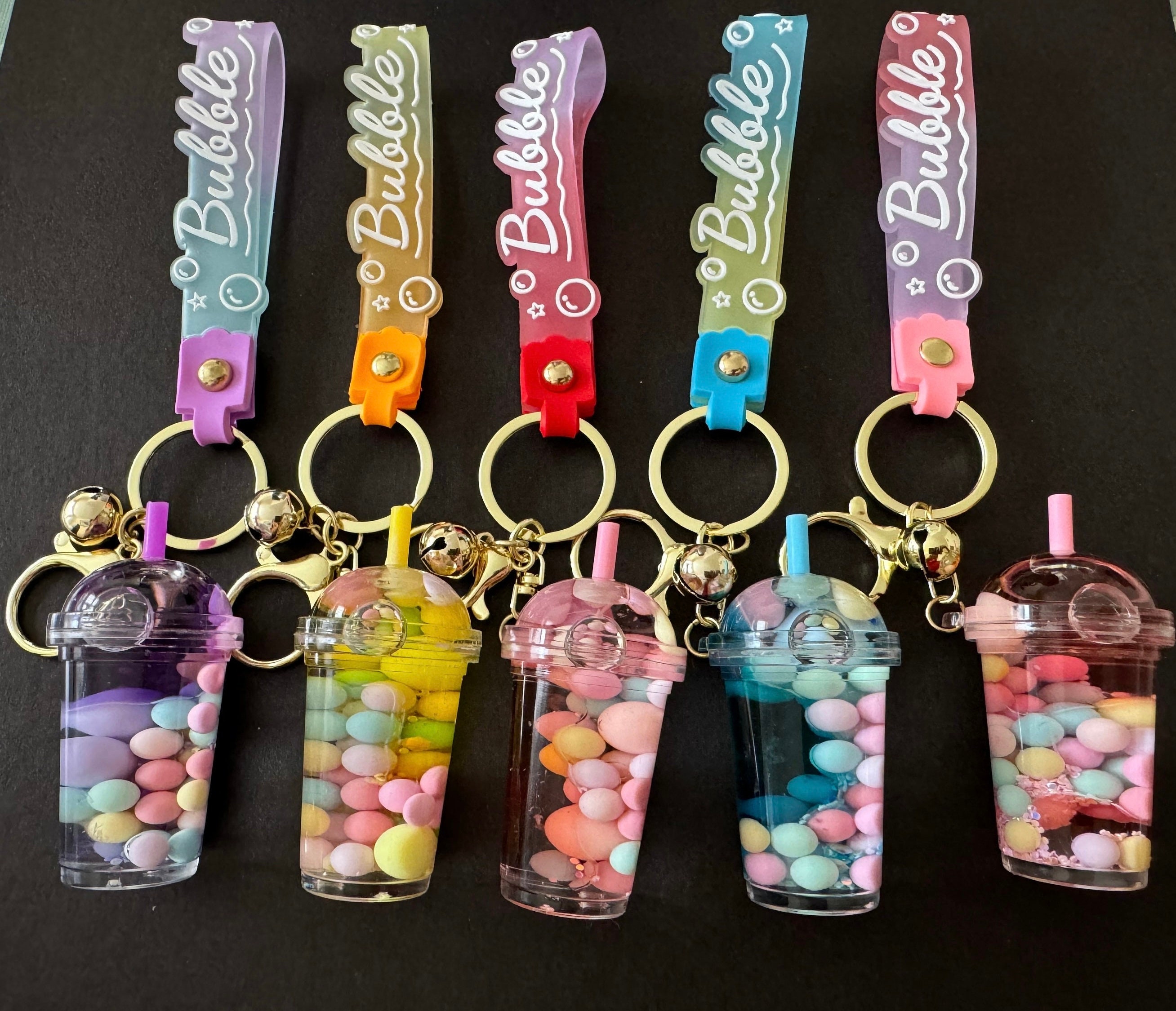 Bubble Tea Keychains, Cute Bottles Different Colours, Keyring and ...
