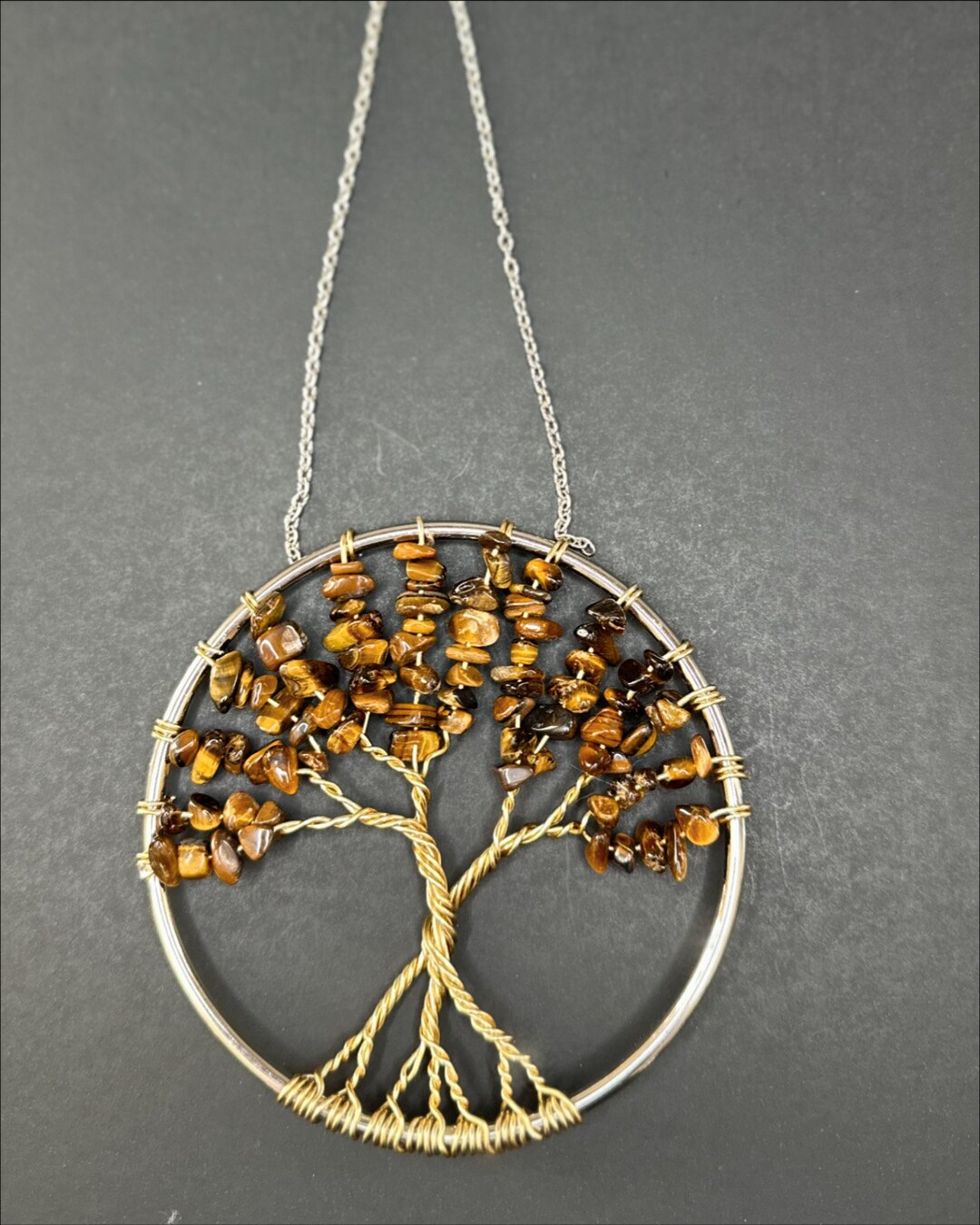 Tiger Eye Tree of Life Sun Catcher, Wire Tree Hanging, Window Ornament ...