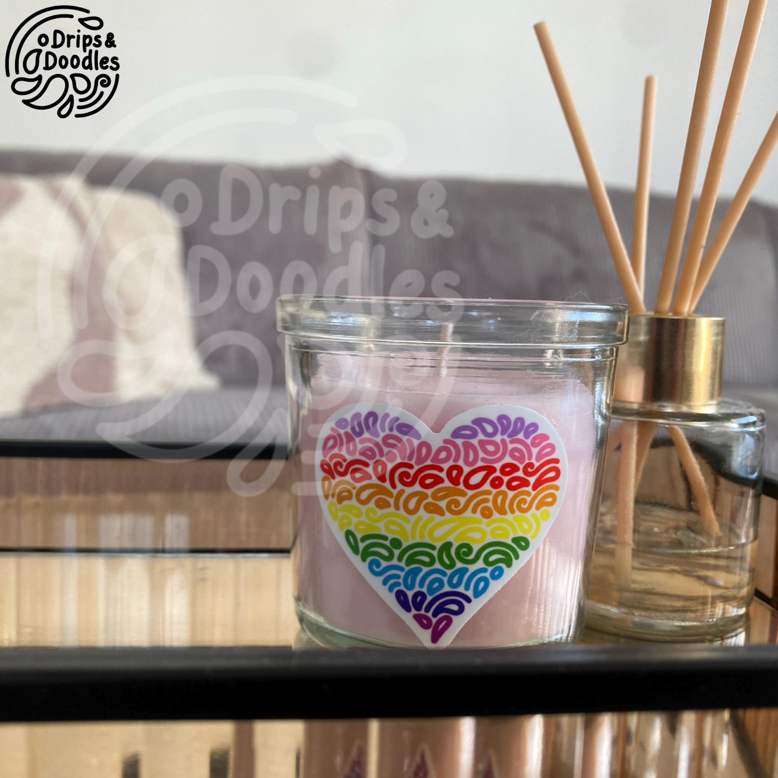 Heart-shaped Pride Sticker, Doodle Heart Sticker, Rainbow Pride Sticker ...