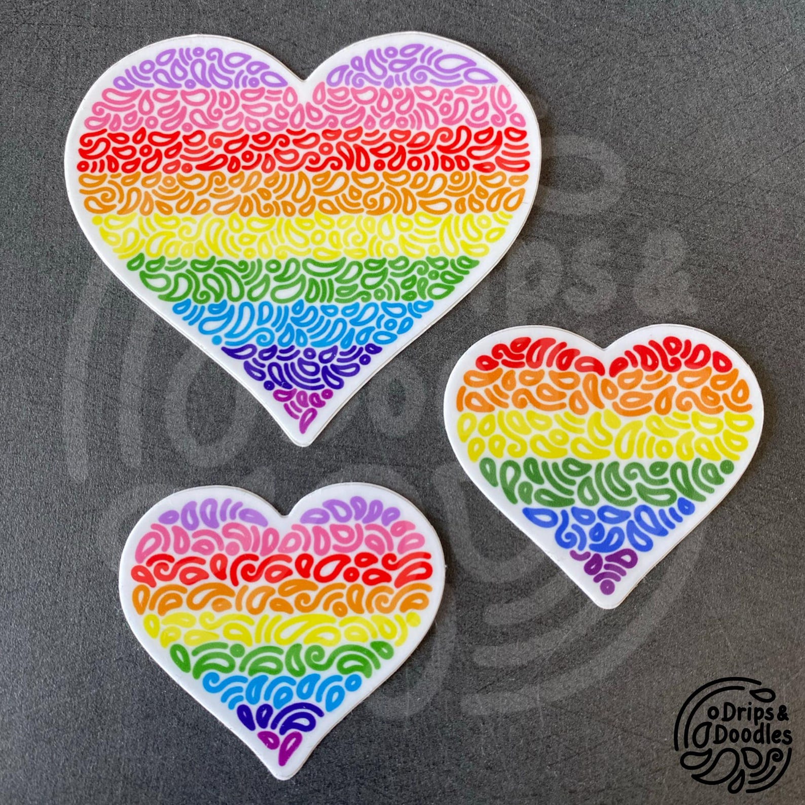 Heart-shaped Pride Sticker, Doodle Heart Sticker, Rainbow Pride Sticker ...