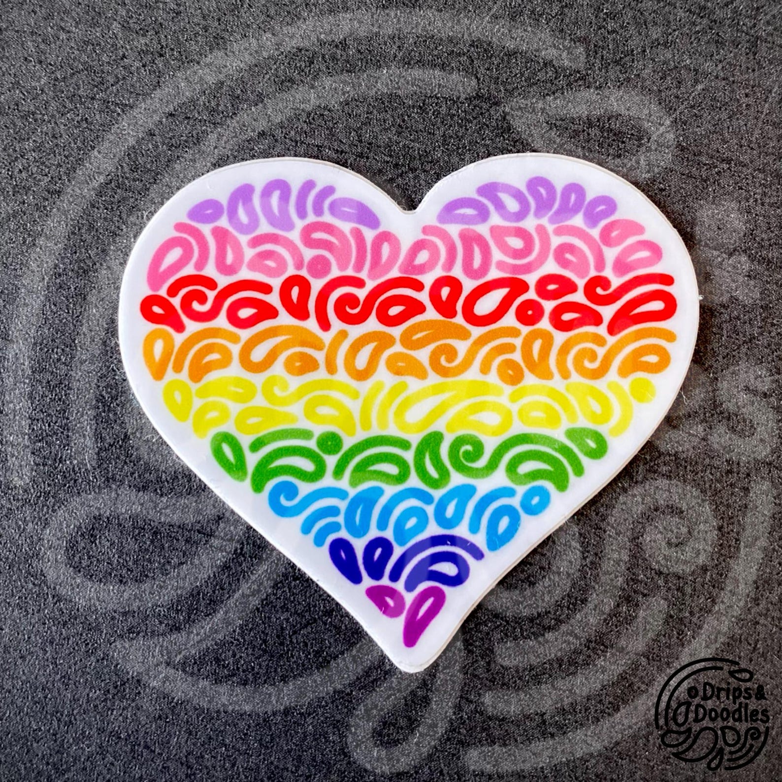 Heart-shaped Pride Sticker, Doodle Heart Sticker, Rainbow Pride Sticker ...