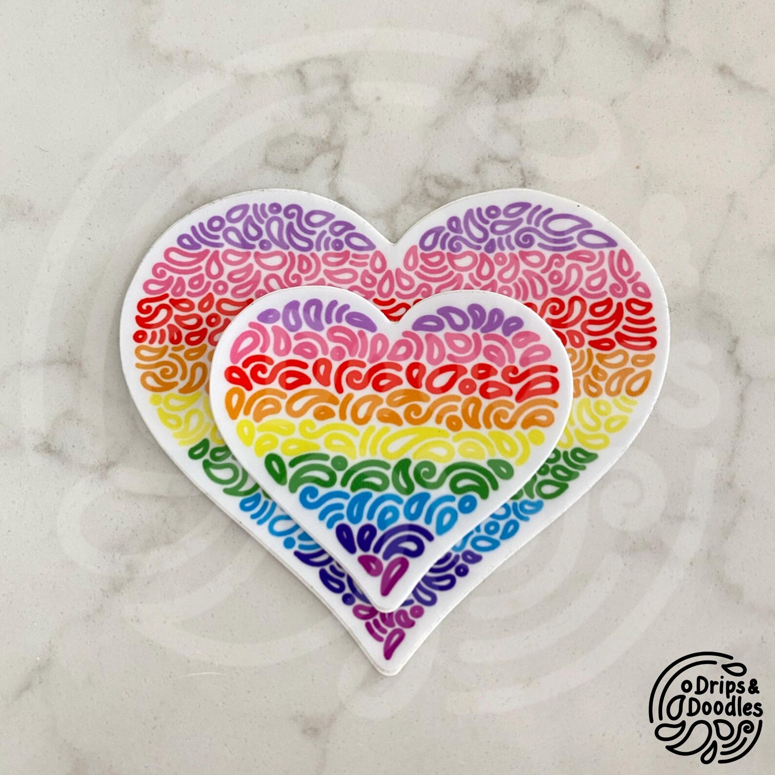 Heart-shaped Pride Sticker, Doodle Heart Sticker, Rainbow Pride Sticker ...