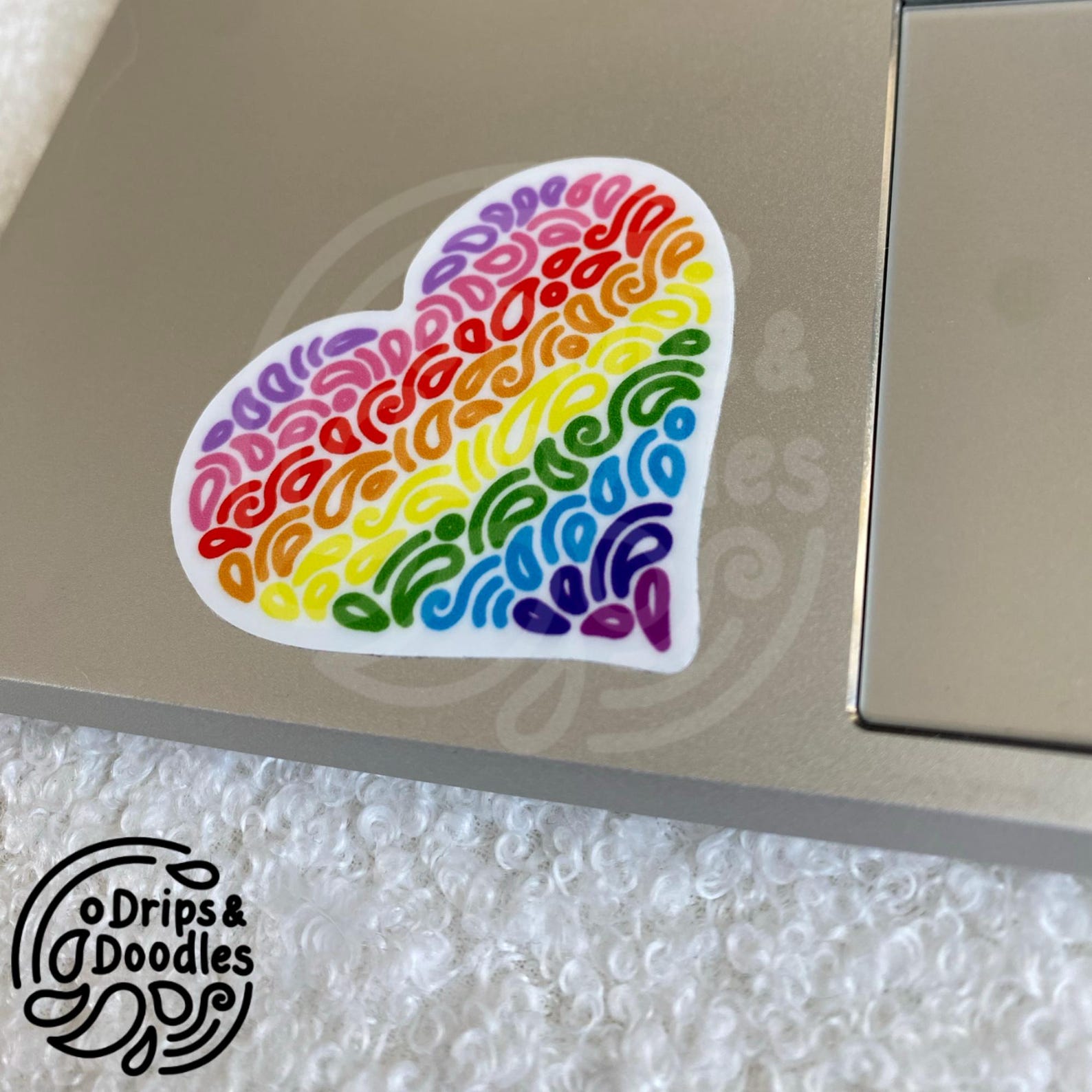Heart-shaped Pride Sticker, Doodle Heart Sticker, Rainbow Pride Sticker ...