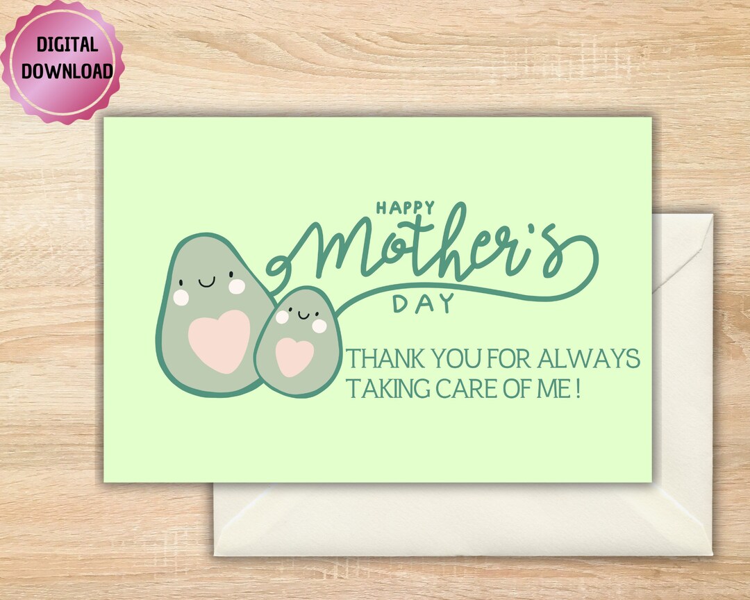 Personalizable Mothers Day Card, Printable Loving Avocados Wishes ...