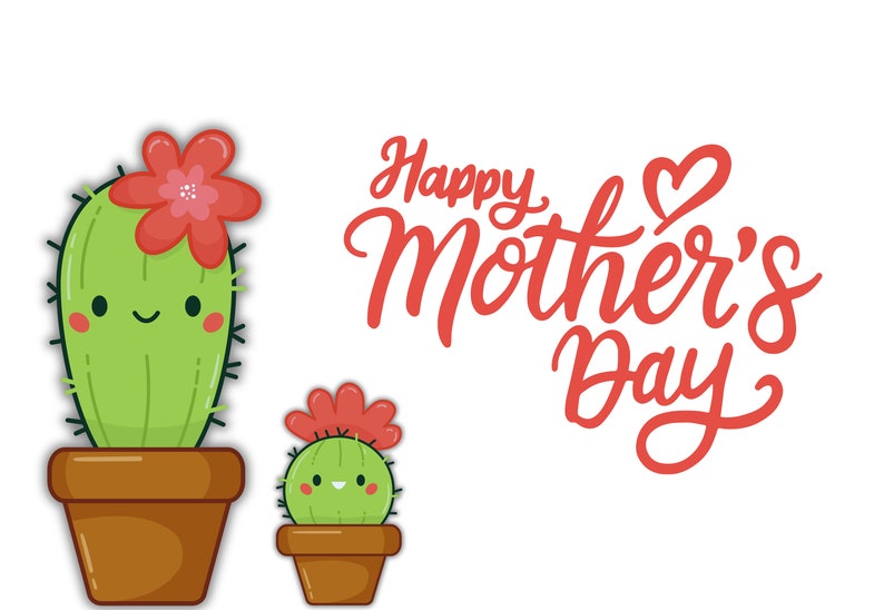 Printable Mothers Day Card, Downloadable Cactus Drawing, Sendable ...