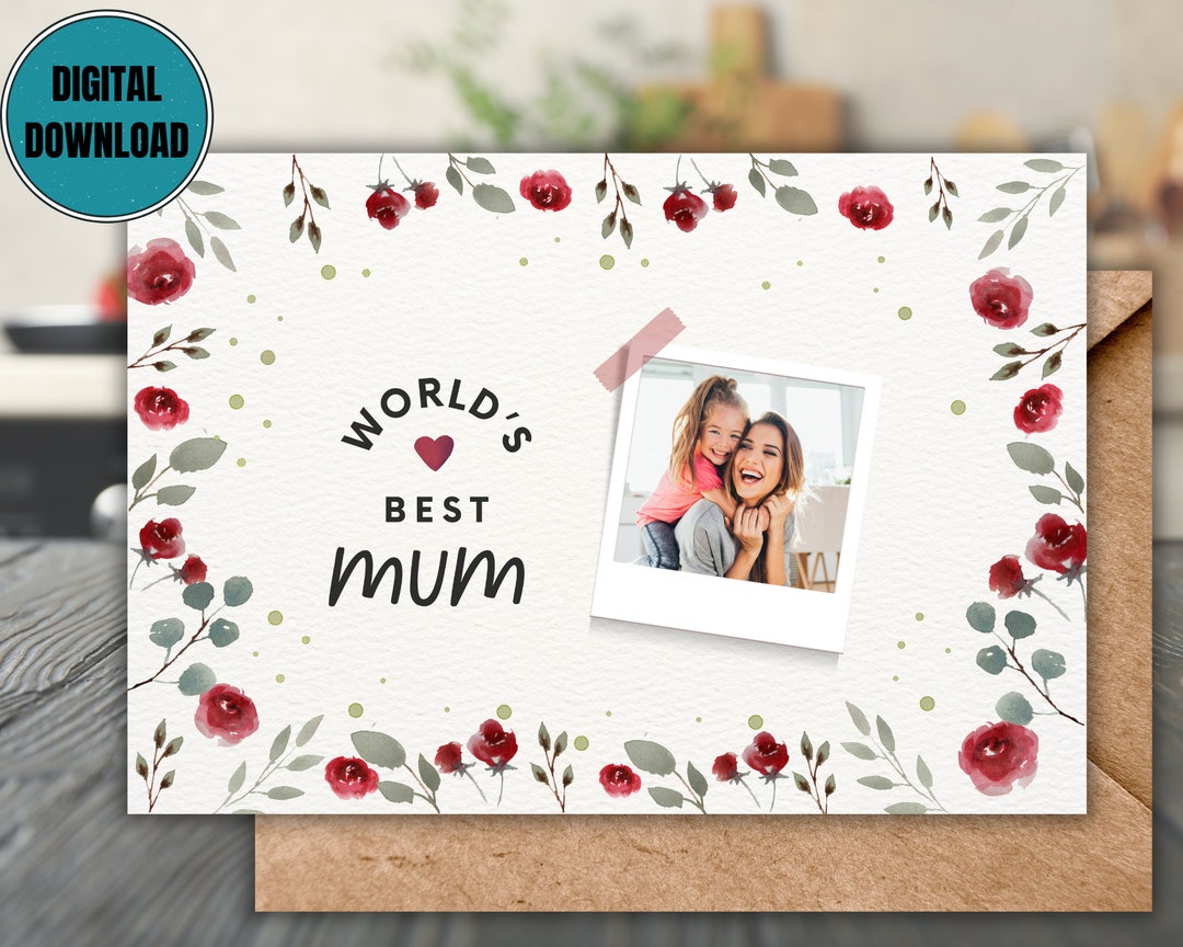 Printable Mothers Day Frame, Downloadable Flowers Design, Sendable Pink ...
