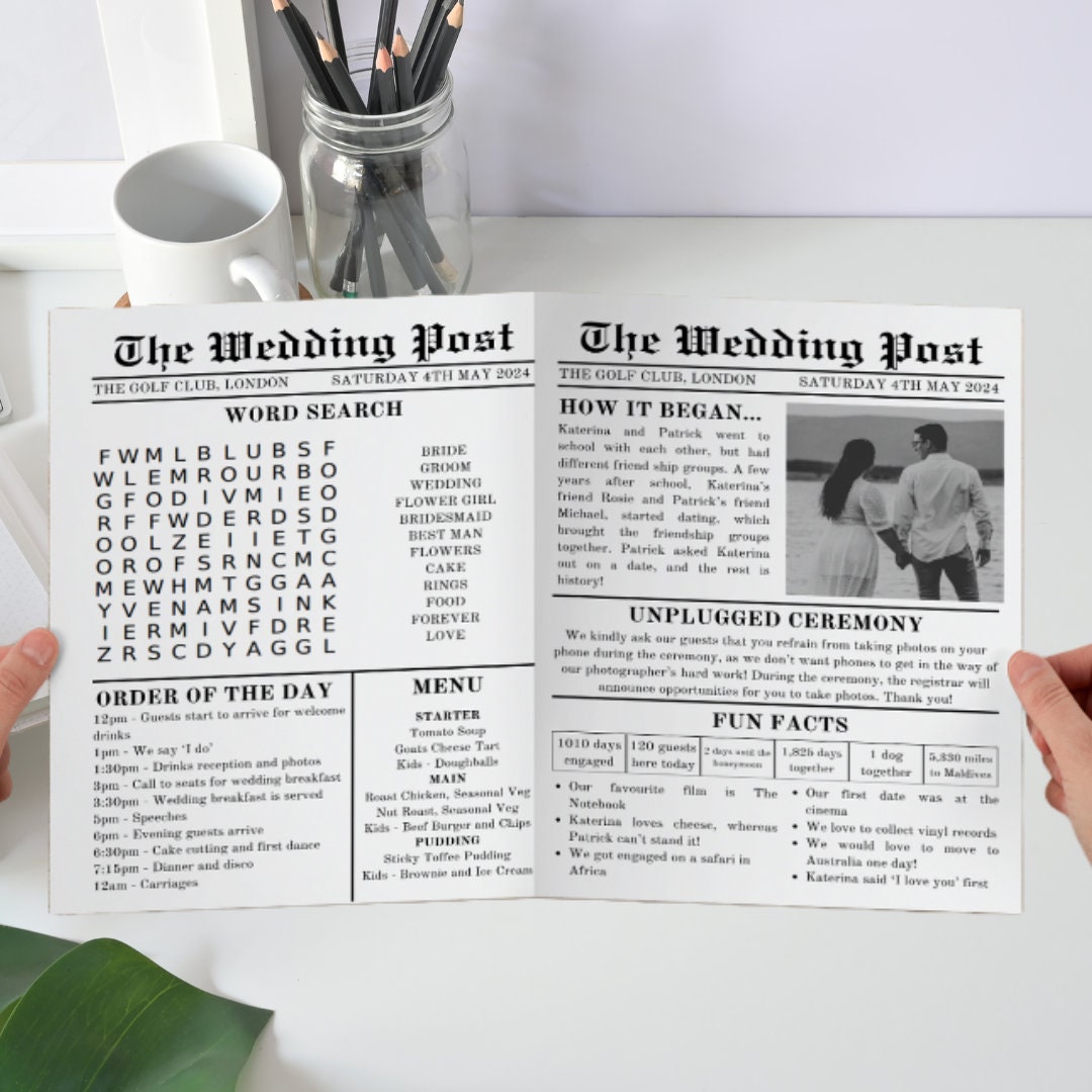 Large Wedding Newspaper Editable Newspaper DIY Wedding Newspaper ...