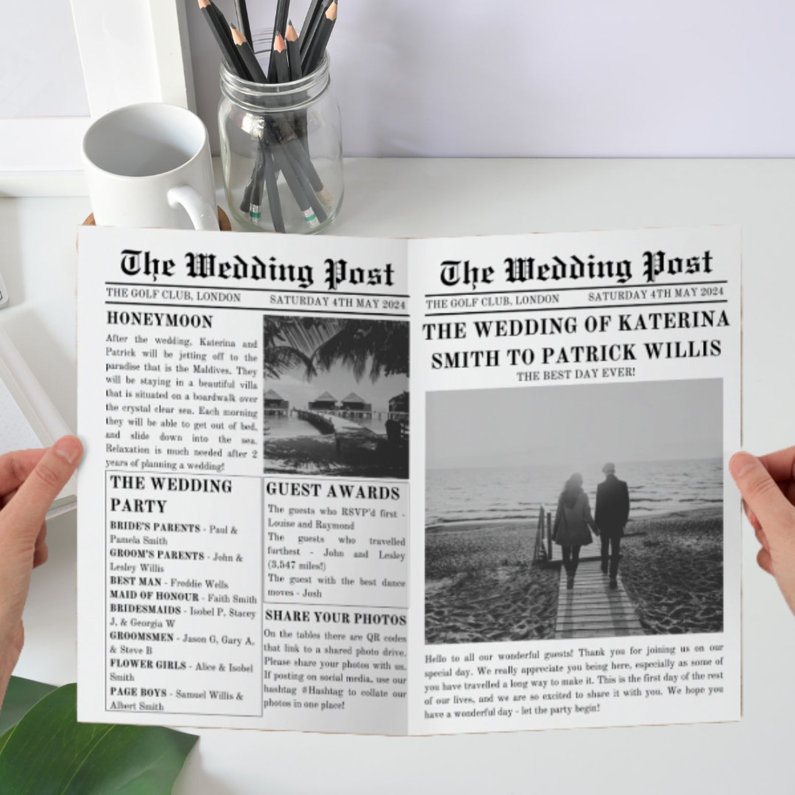 Large Wedding Newspaper Editable Newspaper DIY Wedding Newspaper ...