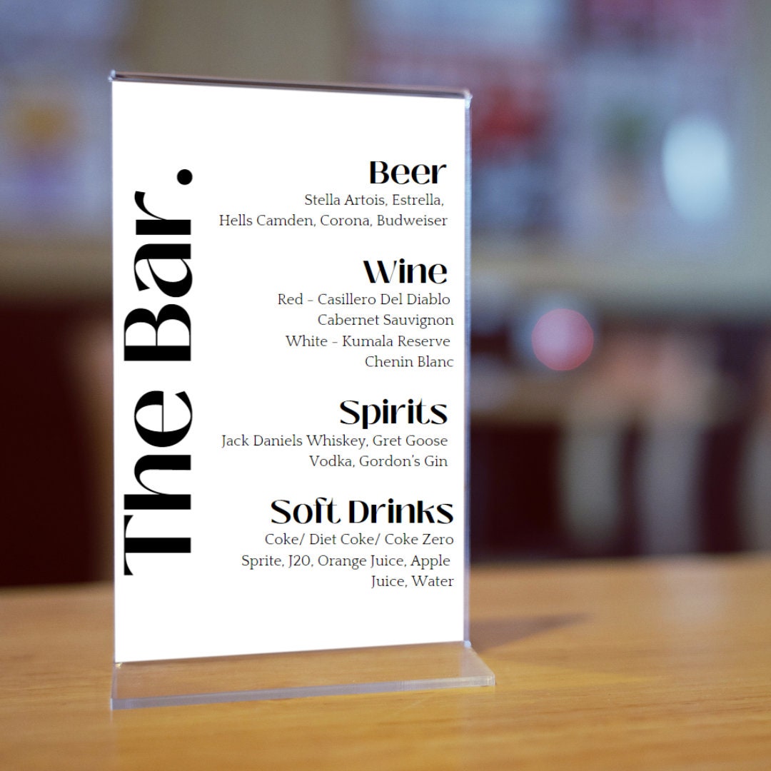 Minimalist Bar Menu Canva Template Bar Menu Personalised Bar Menu for ...