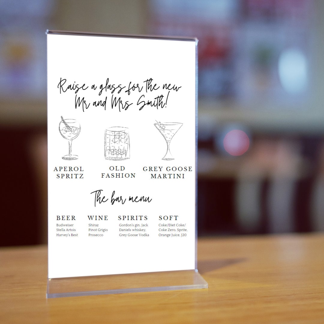 Minimalist Bar Menu Canva Template Bar Menu Personalised Bar Menu for ...