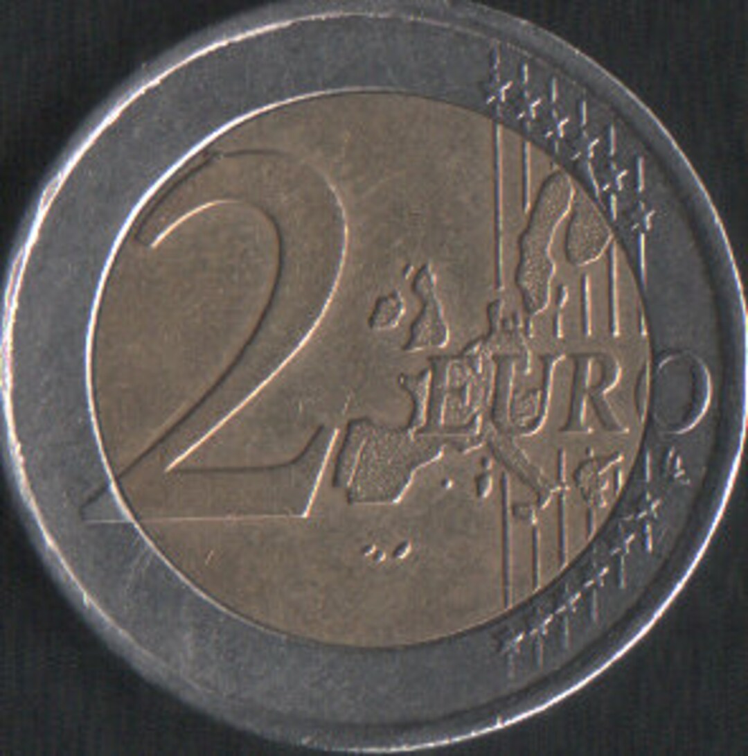 Error 2 Euro Coin , Greece 2002 With s Mintmark , Excess Metal in Top ...