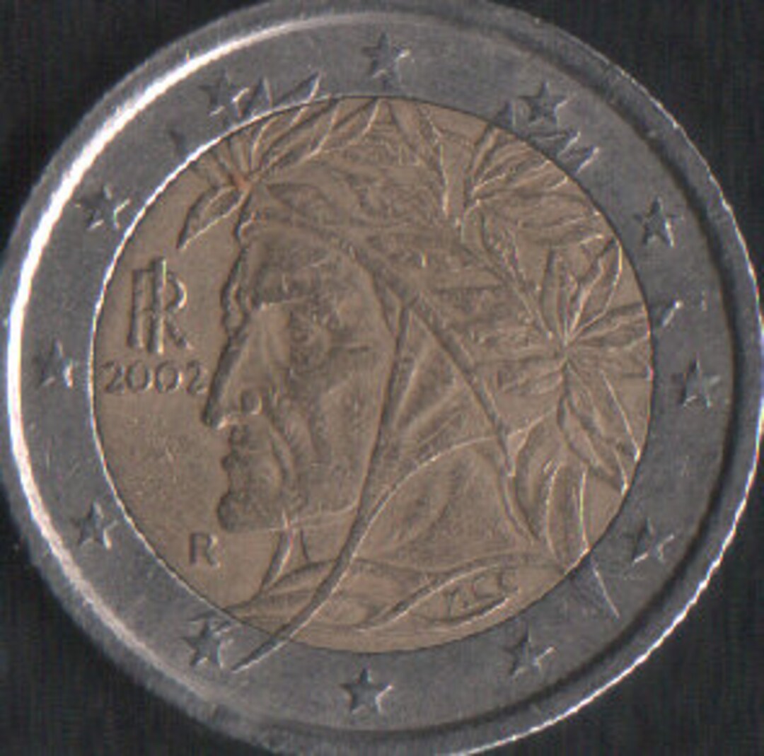 2 Euros - Italy 2002 - Dante Alighieri Portrait Drawn by Raffaello ...
