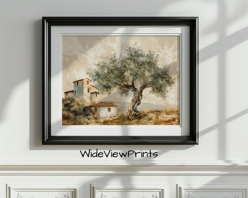 Olive Tree Print, Watercolor Print, Vintage Wall Art, Rustic Farmhouse ...