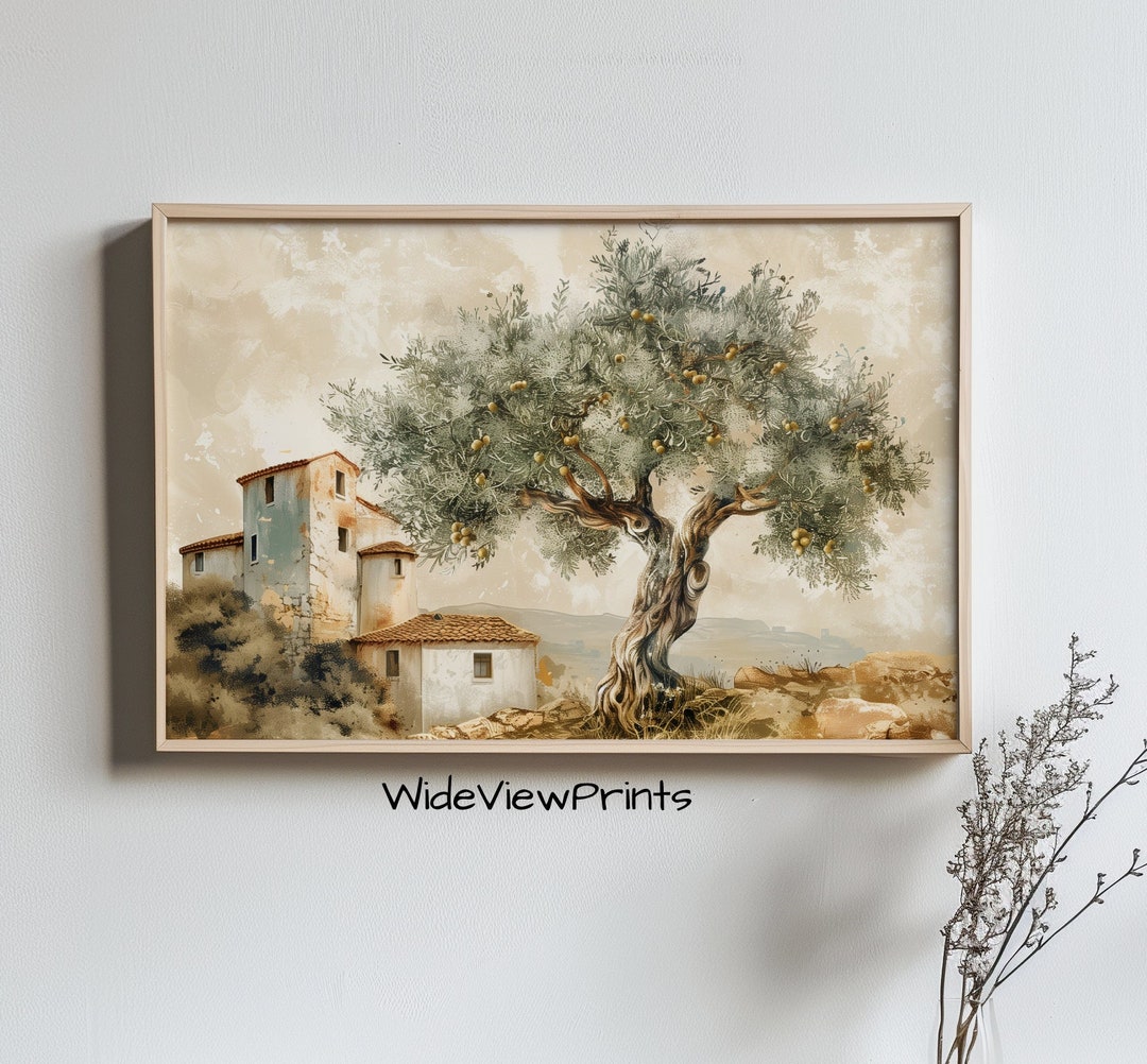 Olive Tree Print, Watercolor Print, Vintage Wall Art, Rustic Farmhouse ...
