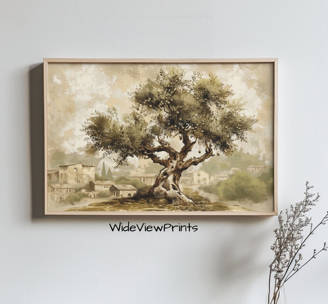 Olive Tree Print, Watercolor Print, Vintage Wall Art, Rustic Farmhouse ...