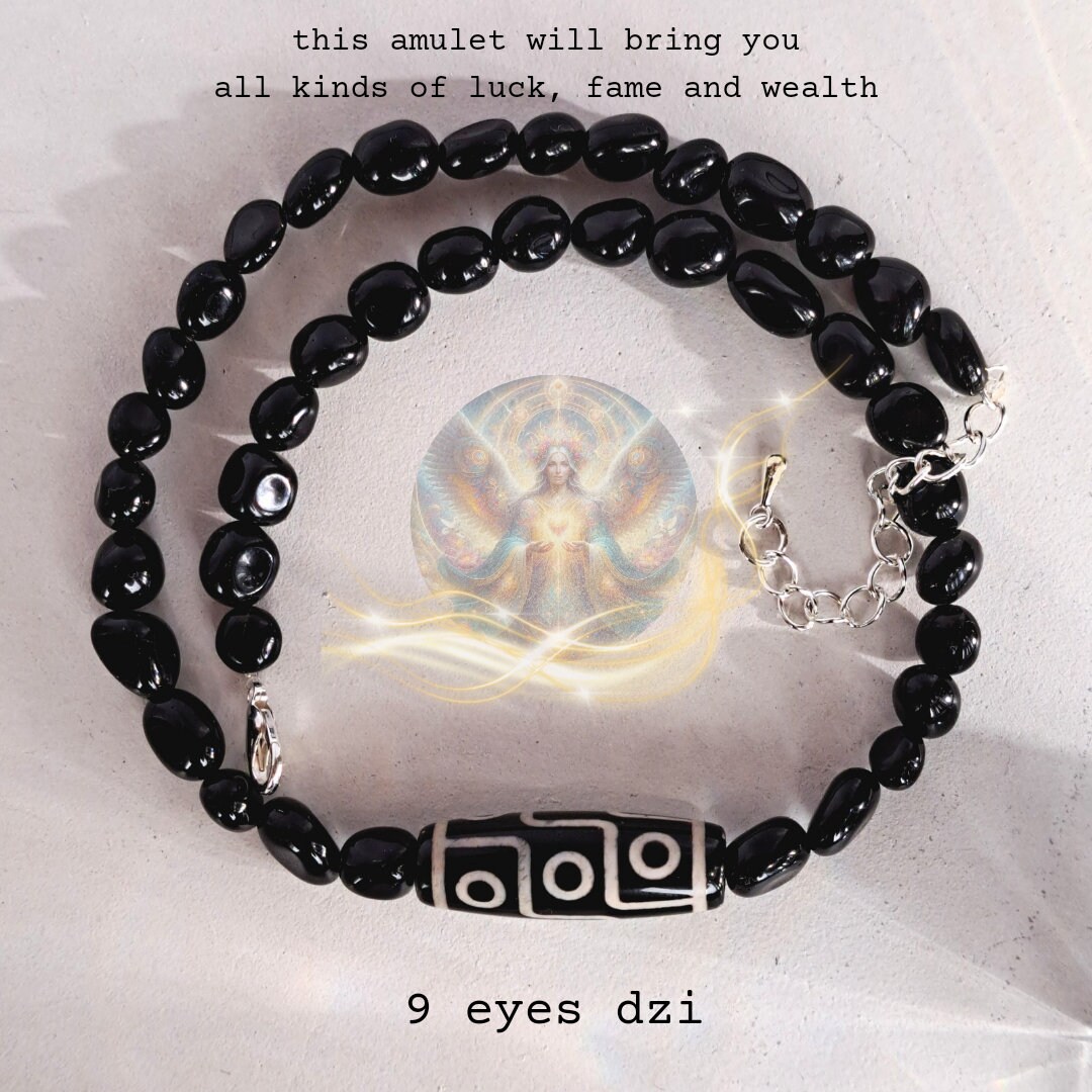 9 Eyes Dzi Bead Necklace / Amulet for Fame and Wealth / Mystical ...
