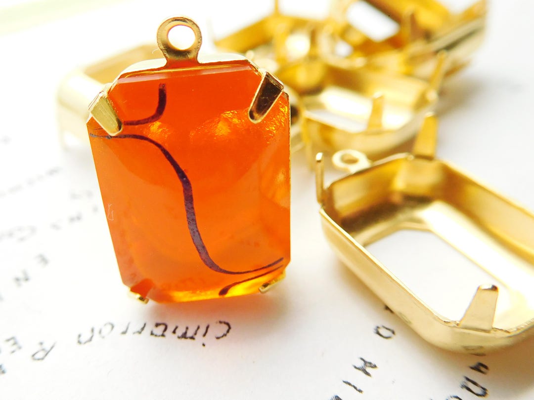 6 Matte Gold Plated 18x13mm Octagon Open Back Prong Settings for ...