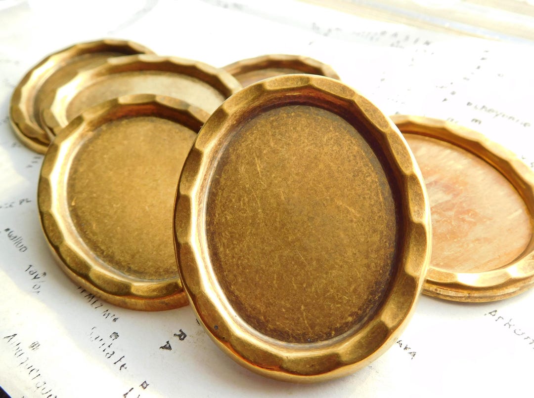 1 New Art Deco Style 40x30mm Oval Bronze Plated Brooch Cabochon Setting ...