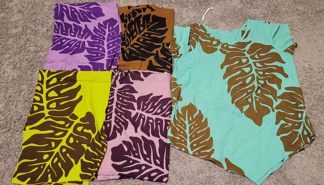 Ladies Various Colors Hawaiian Tropical Leaves Short Sleeve Summer ...