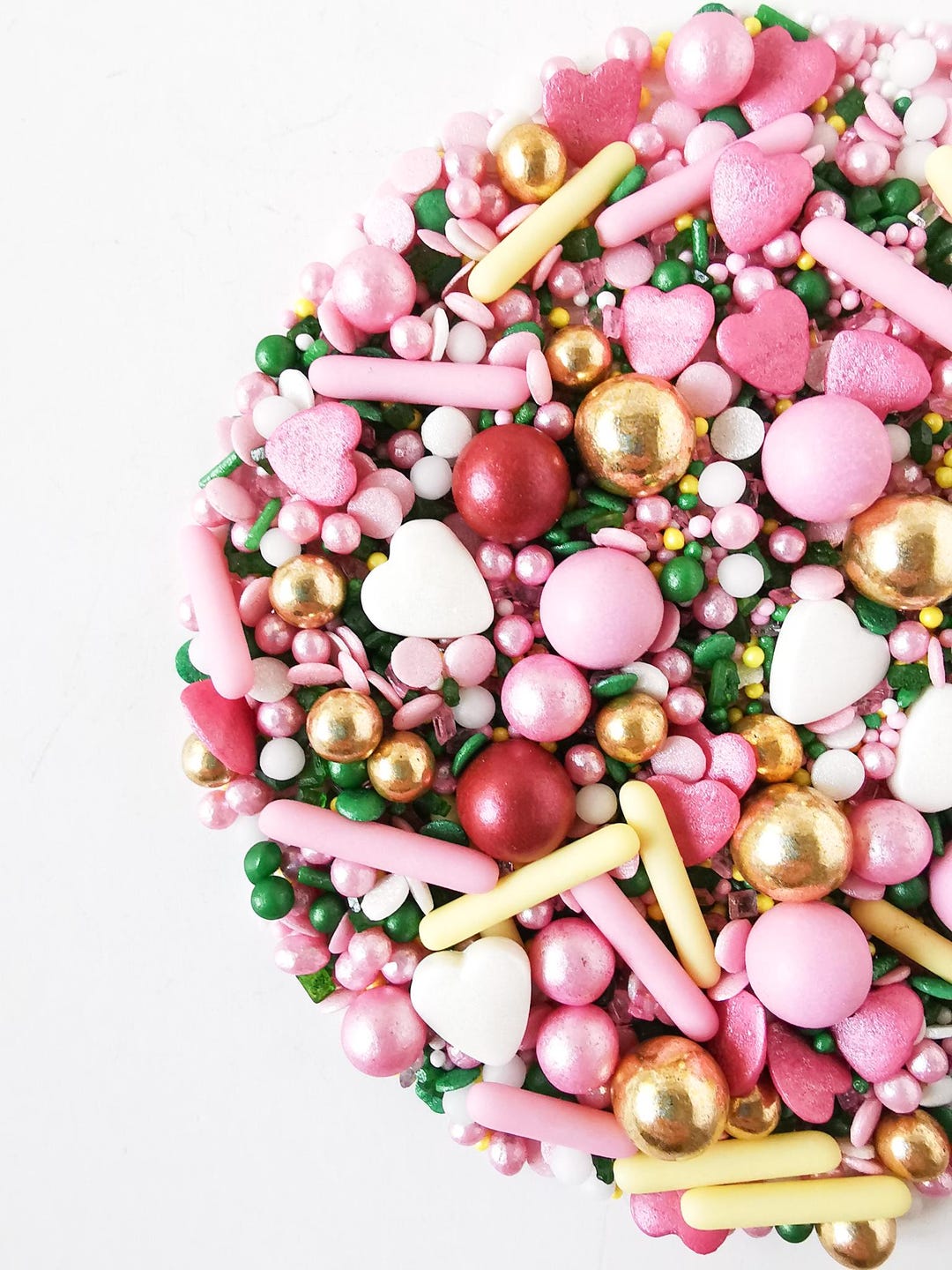 Cake Sprinkles PINK Green Gold Flower Cake Topper Anniversary Birthday ...