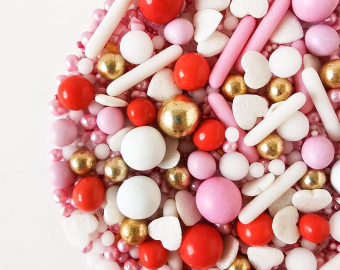 Cake Sprinkles Red Pink White Gold Flower Anniversary Topper Birthday ...