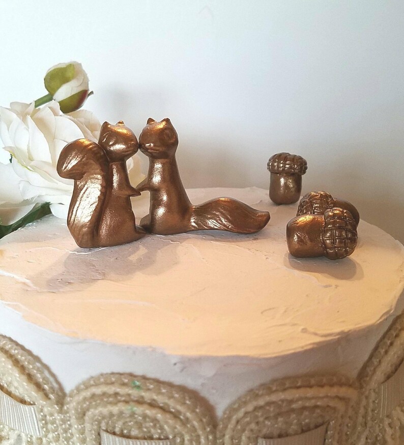 Copper Squirrels Wedding Cake Topper In Stock With Acorns | Etsy