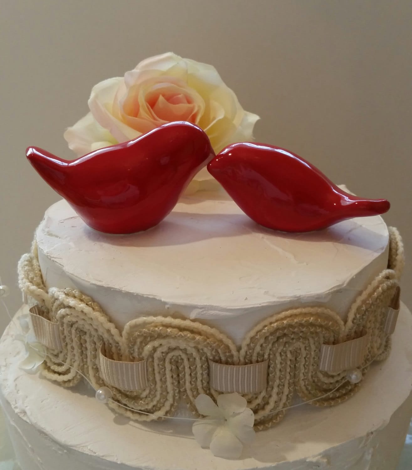Bird Wedding Cake Topper Red Love Birds Original Design - Etsy