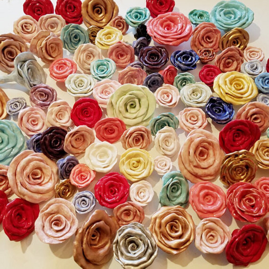 Rose Knobs Hardware 3" Extra Large Pink Rose Flower Knobs Price is for ...