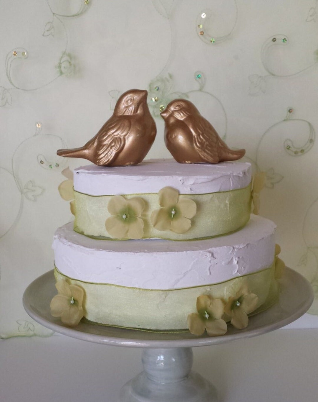 Gold Love Birds/cake Topper/metallic Color Love Birds Wedding/wedding ...