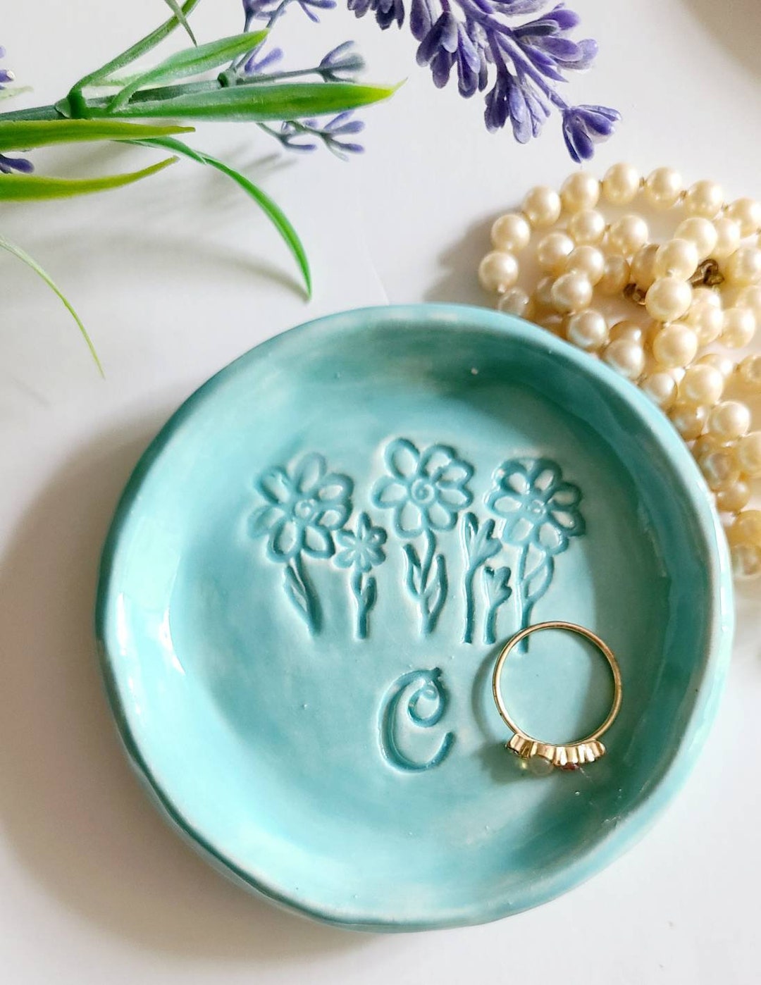 Custom Ring Dish Monogram Dish/mothers Day/flower Design/friendship ...